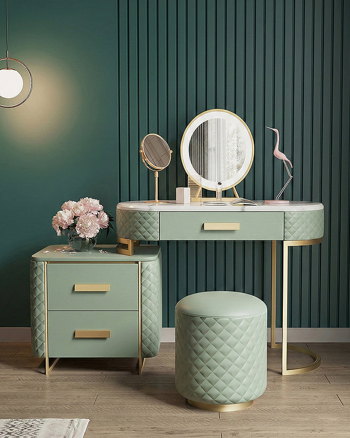 Chloe Green Dressing Table With LED Mirror – Le Di Vita