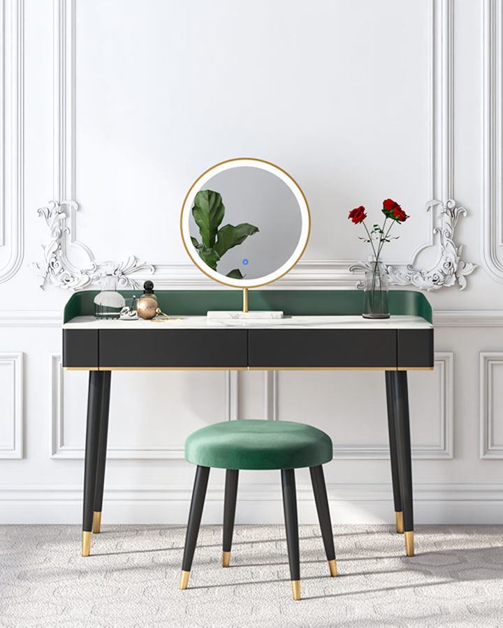 Arkin Dressing Table with LED Mirror | Green Dressing Table – Le Di Vita